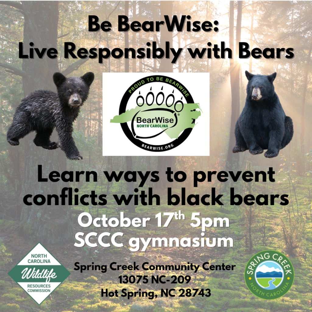 Be BearWise: Live Responsibly with Bears - Spring Creek NC